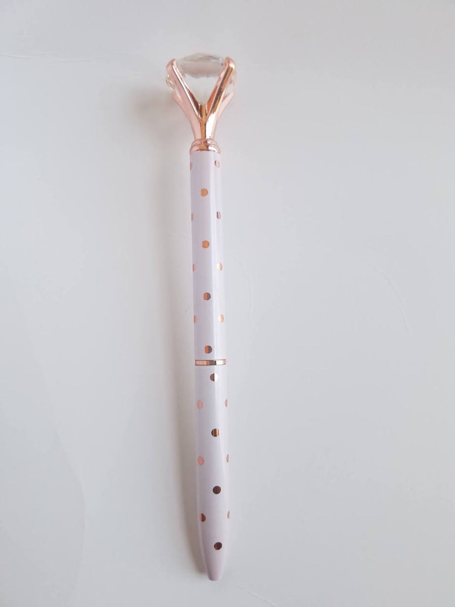 White and Orange Polka Dot - Glam Diamond Head Pen – Brown Aspiration ...