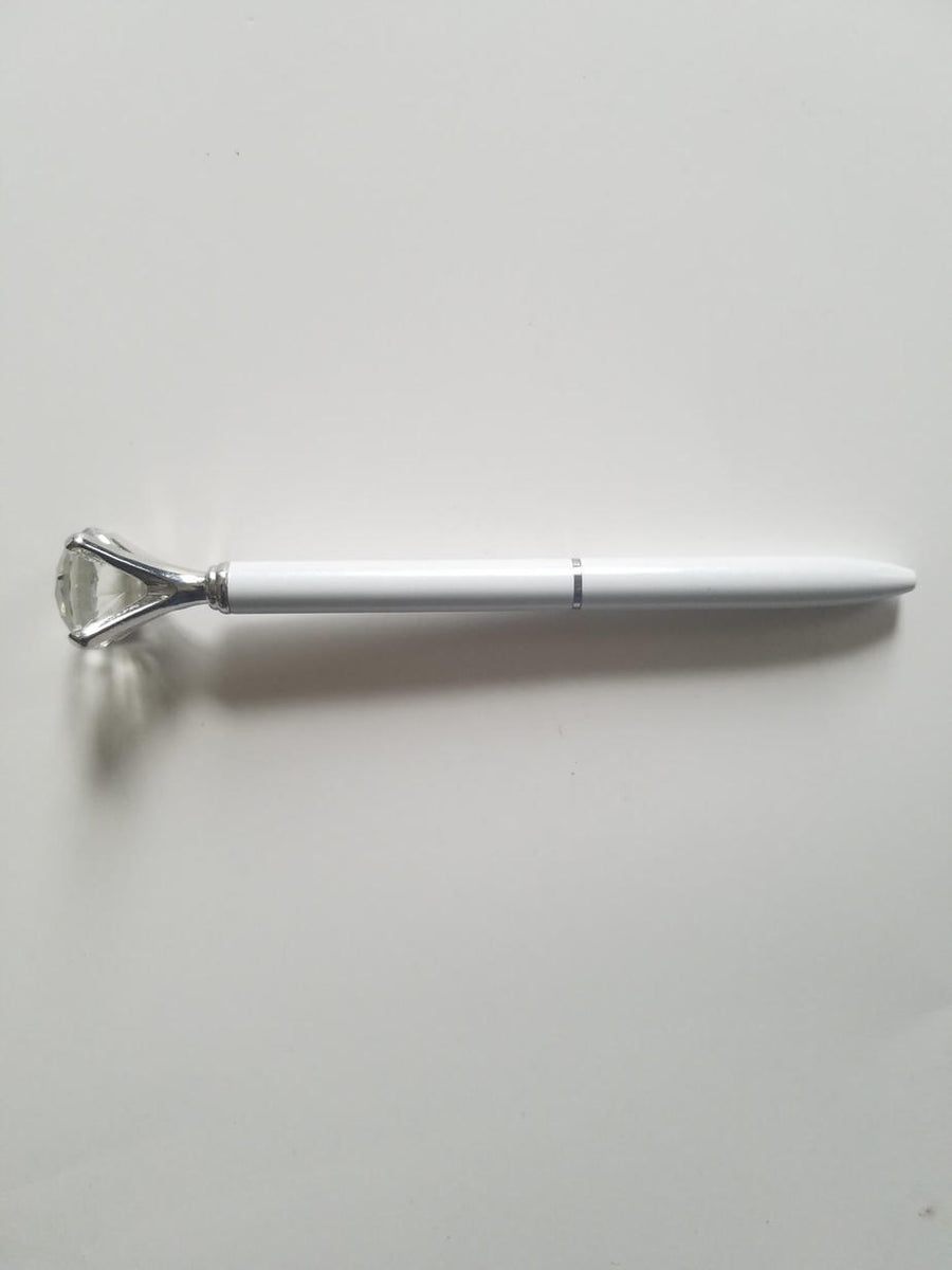 White - Glam Diamond Head Pen – Brown Aspiration Stationery