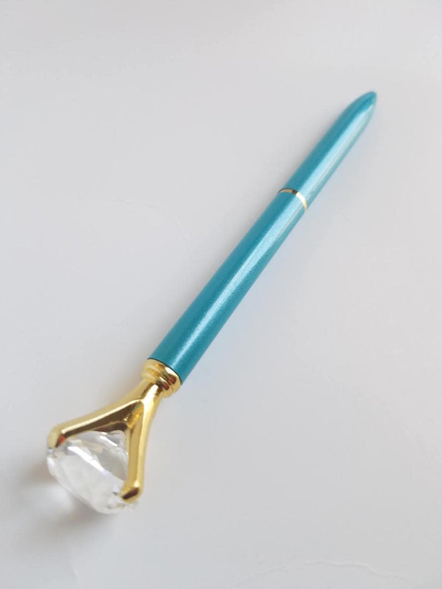 Turquoise - Glam Diamond Head Pen – Brown Aspiration Stationery